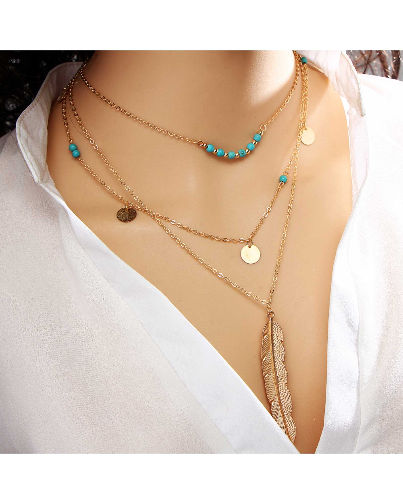 Multi Layer Leaf Chain Neck Wear :: Wowflashy.com