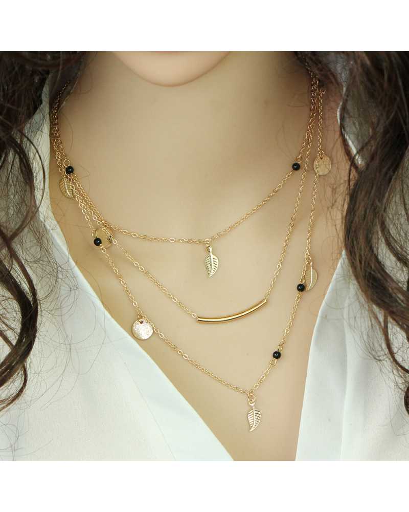 Multi Layer Leaf Chain Neck Wear :: Wowflashy.com