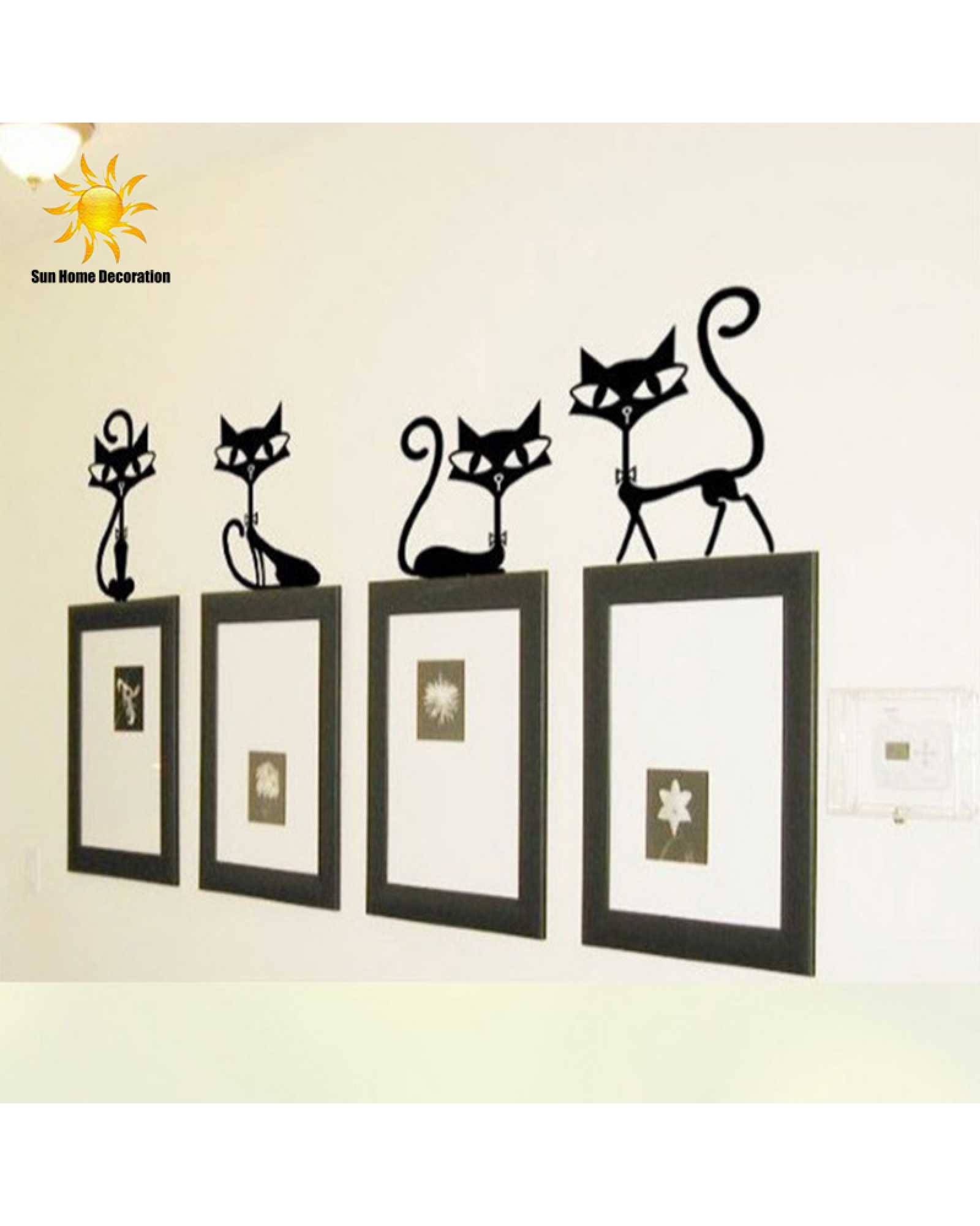4 Black Cat Wall Stickers