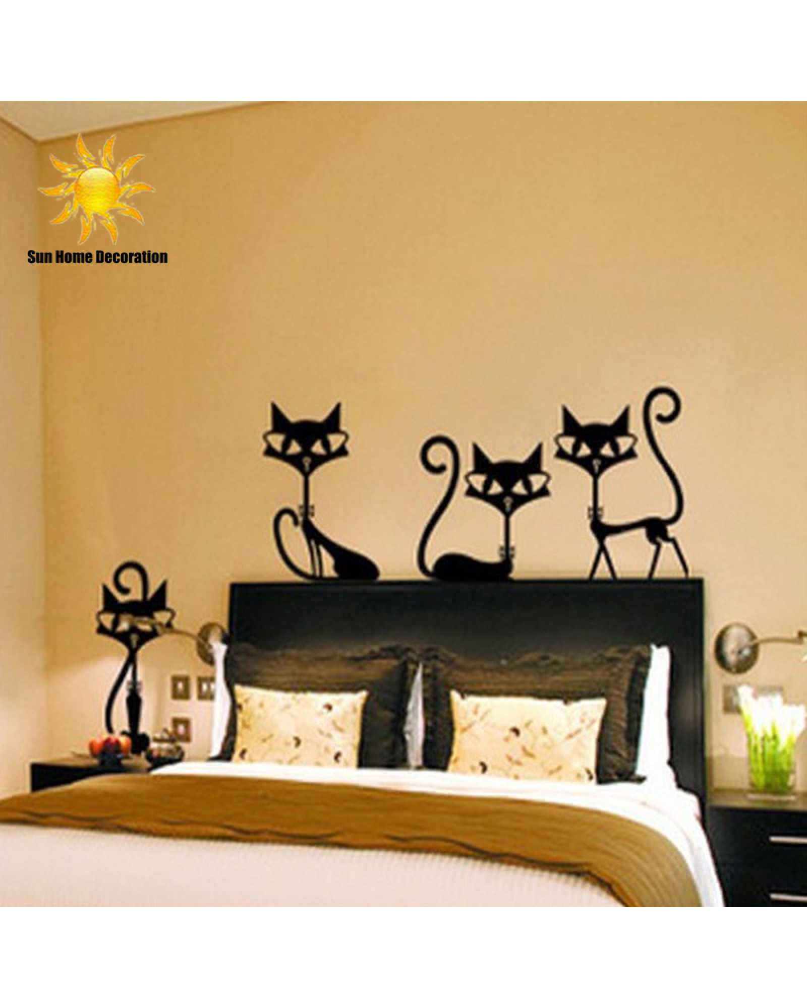 4 Black Cat Wall Stickers