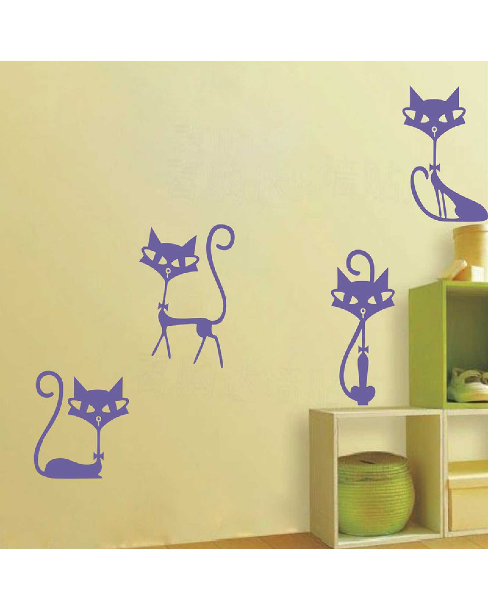 4 Black Cat Wall Stickers