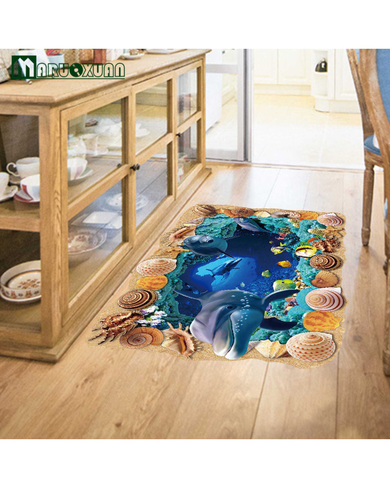 3D Dolphin Undersea Floor Sticker :: Wowflashy.com